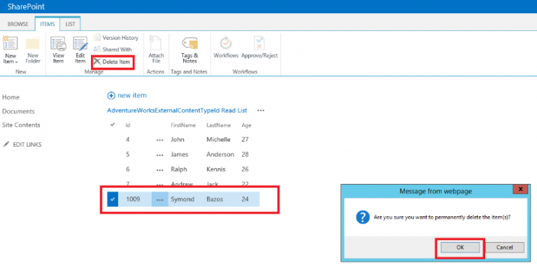 Implement CRUD Operations on SQL Table Using External Content Type in SharePoint?
