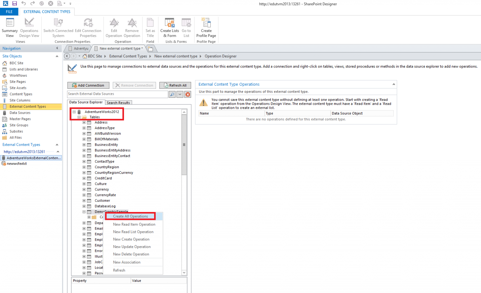 Implement CRUD Operations on SQL Table Using External Content Type in SharePoint?